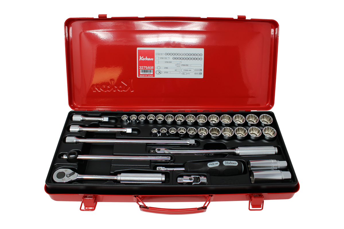 3/8 Sq. Dr. Socket set 12 point 35 pieces — Ko-ken Canada