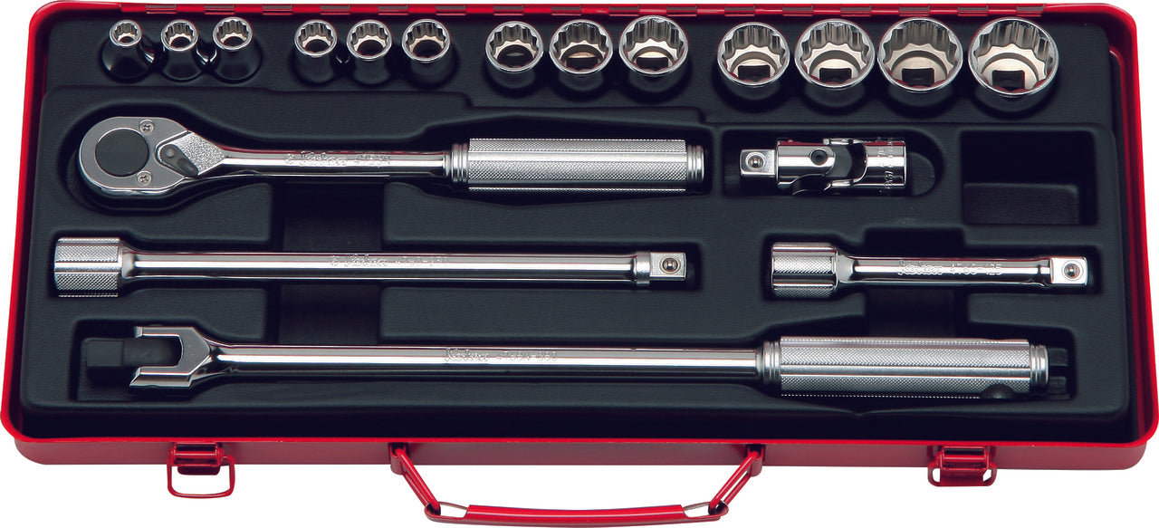 1/2 Sq. Dr. 18 Piece 12-Point Metric Socket set 8-27mm — Ko-ken Canada
